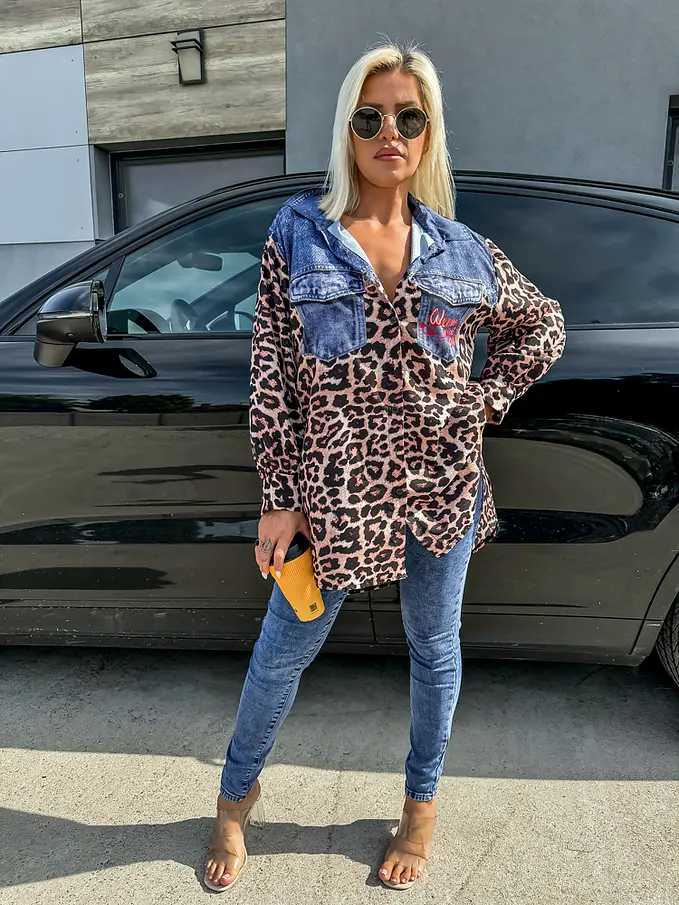 Extravagantná saténová leopardia košeľa PIXIE | Starstyle.cz